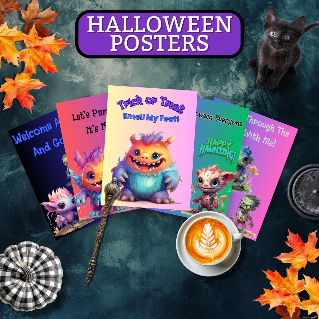 Spooky Halloween Posters - Vintage & Modern Wall Art Decor for Party ...