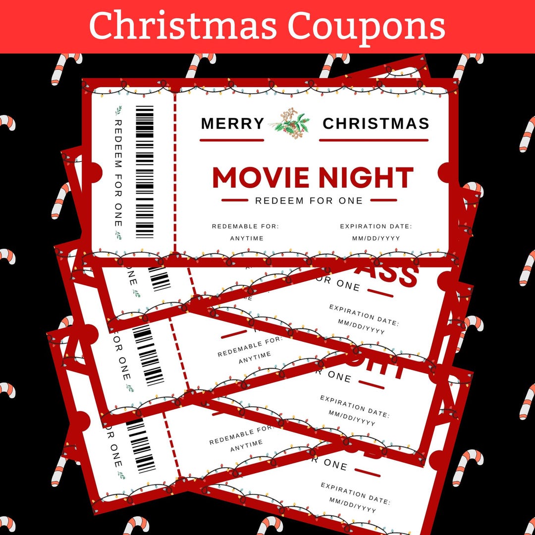 Customizable Christmas Coupon Template Printable Gift Vouchers Editable ...