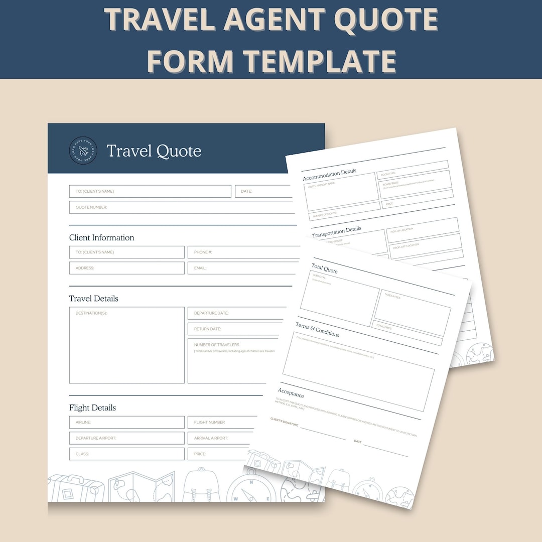 Canva Template for Travel Agents – Customizable Quote Form, Editable ...