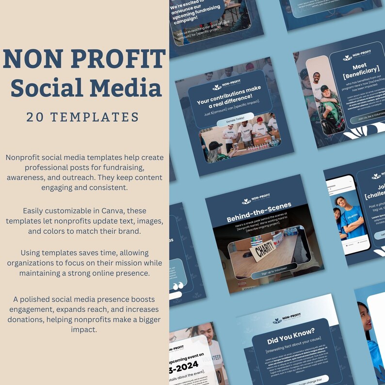 20 Canva Social Media Templates for Non-profits | Fundraising, Charity ...
