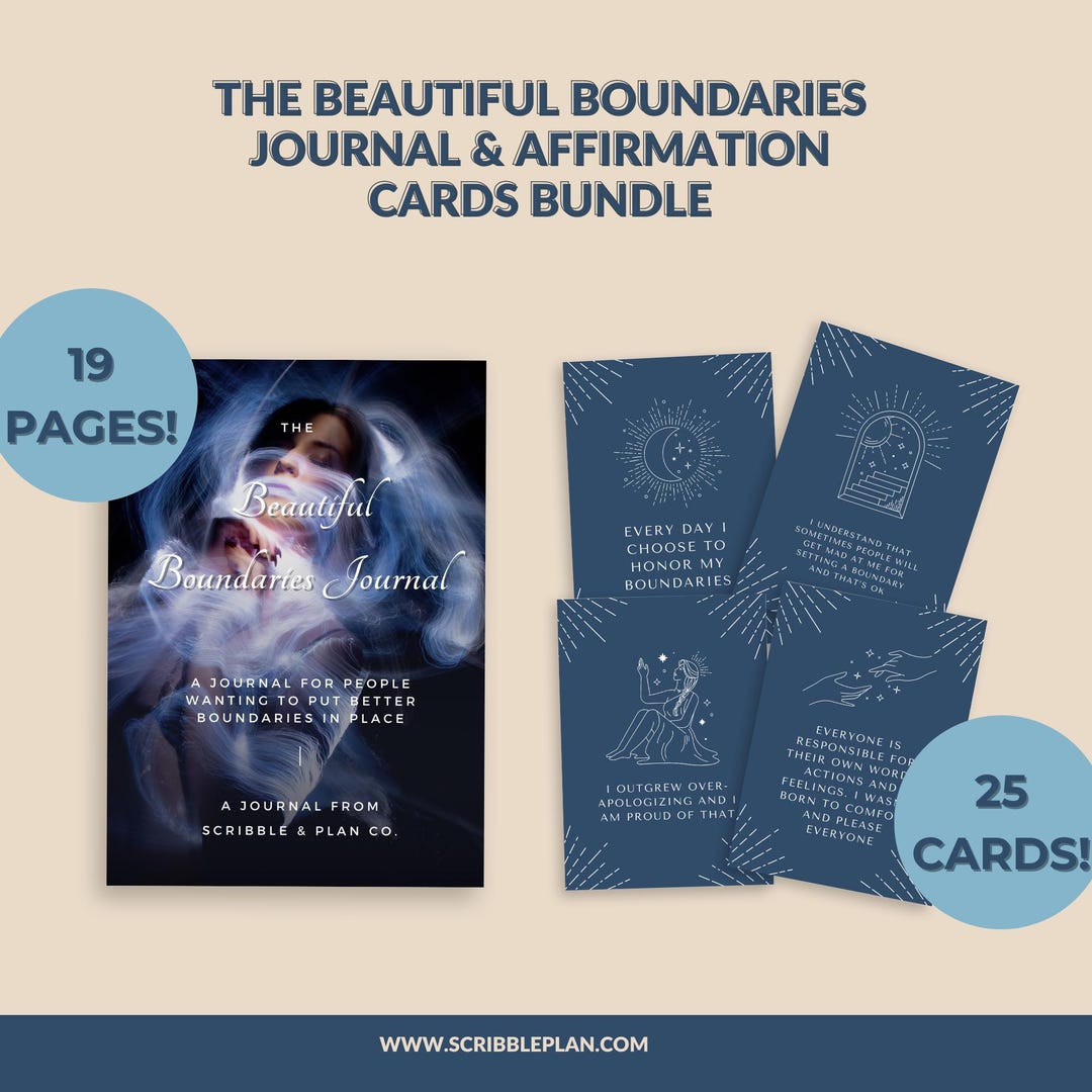 Beautiful Boundaries Journal & Affirmation Cards Bundle: Self-care ...