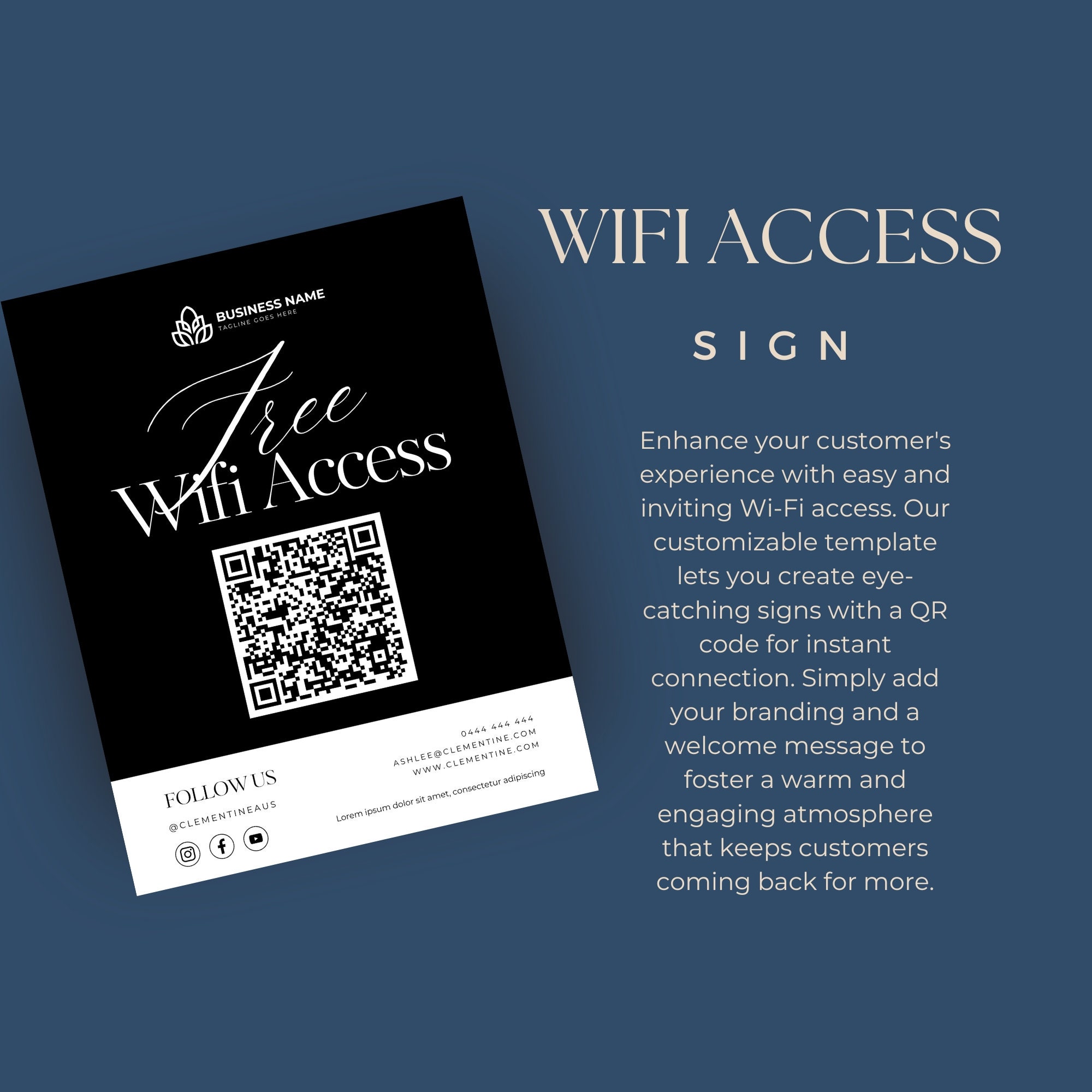 Wi-fi Password Sign Printable | Printable Wi-fi Access Sign Template ...