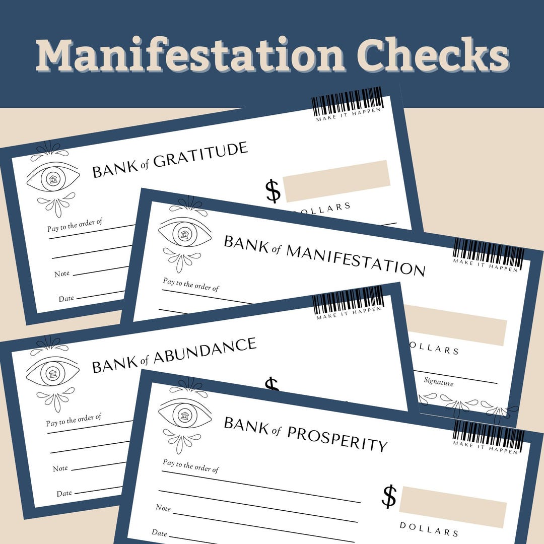 Manifestation Checks | Printable Checks | Law of Attraction | Abundance ...