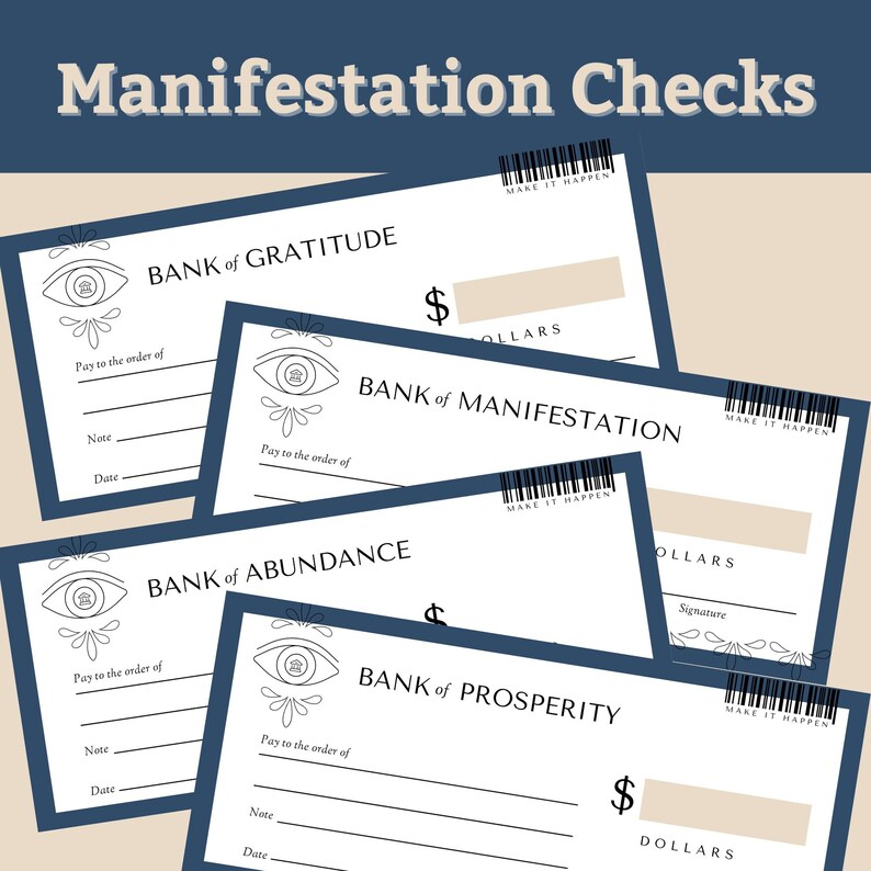 Manifestation Checks | Printable Checks | Law of Attraction | Abundance ...
