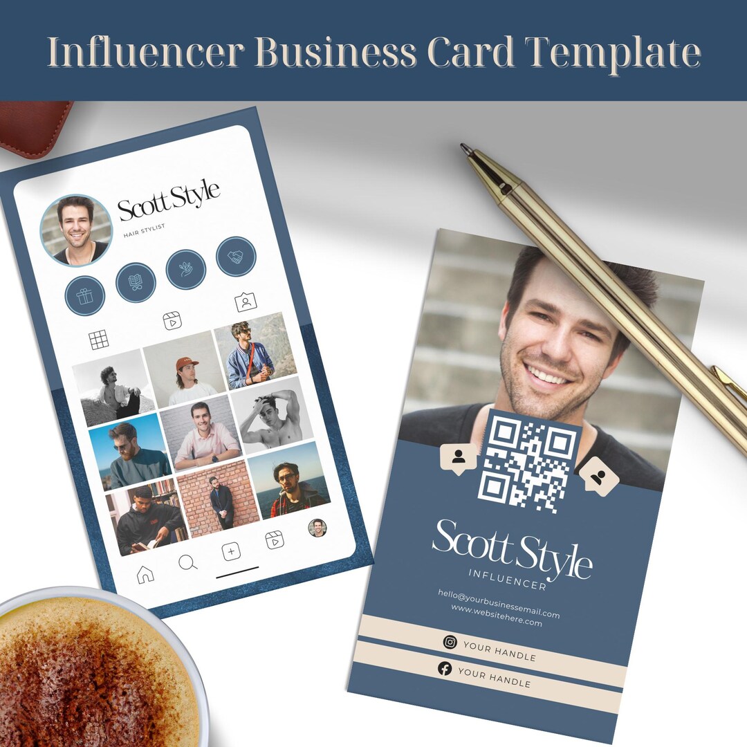 Social Media Business Card Template | Influencer & Content Creator Card ...