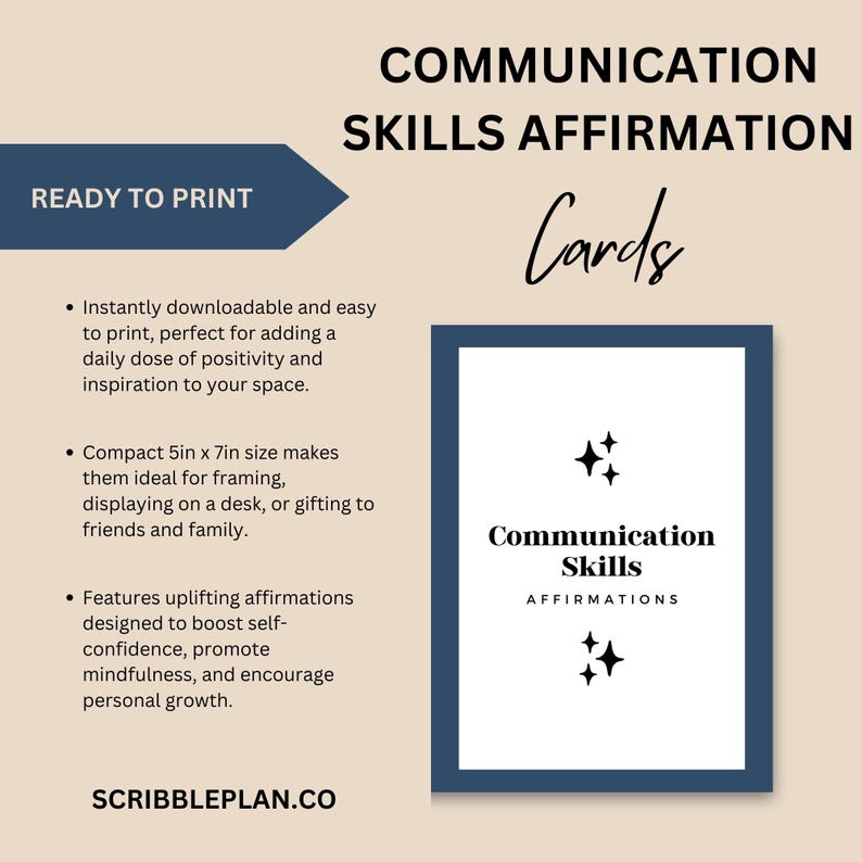 Communication Skills Affirmation Cards for Confidence & Positive ...
