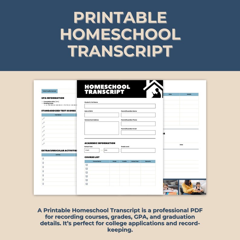 Printable Homeschool Transcript | Easy-to-use Graduation Record - Etsy