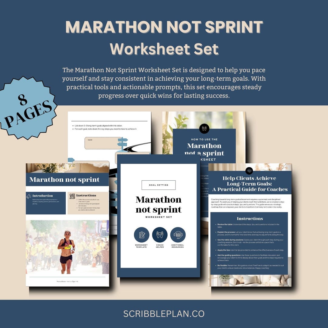 Marathon Not Sprint Worksheet Set - Long-term Goals Worksheets ...