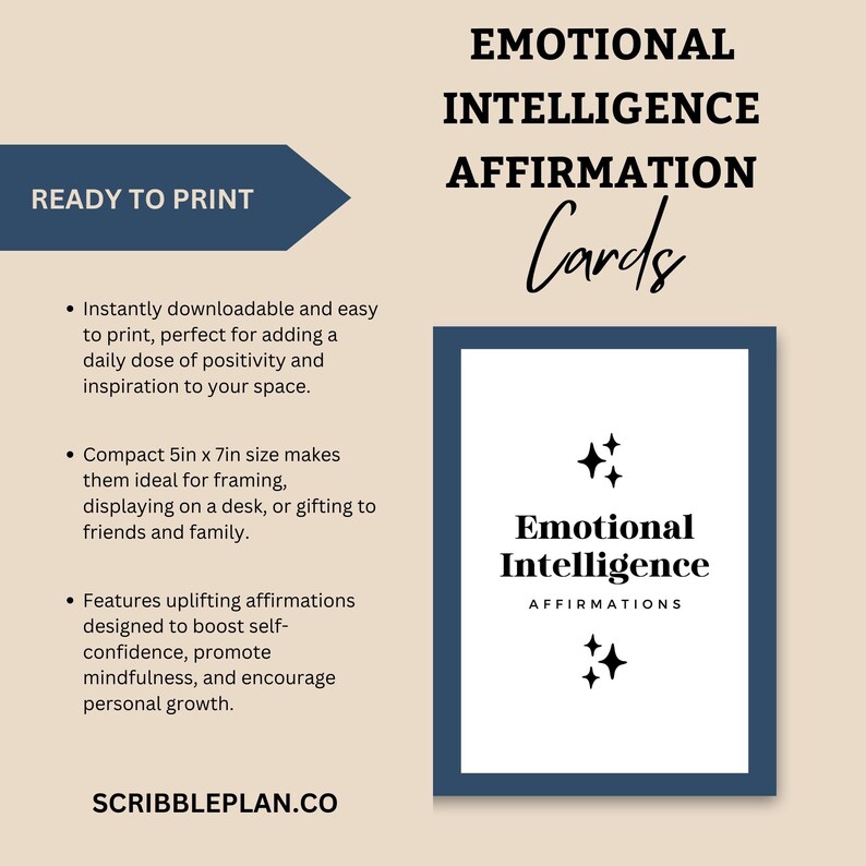 Emotional Intelligence Affirmation Cards | Growth Mindset | Mindfulness ...