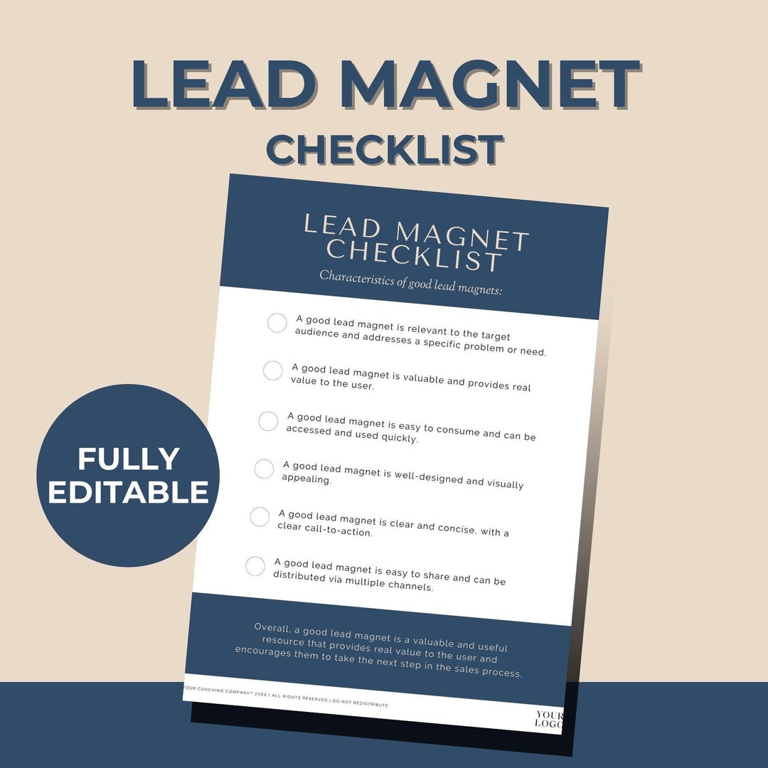 Lead Magnet Checklist Template, Printable Digital Download, Business ...