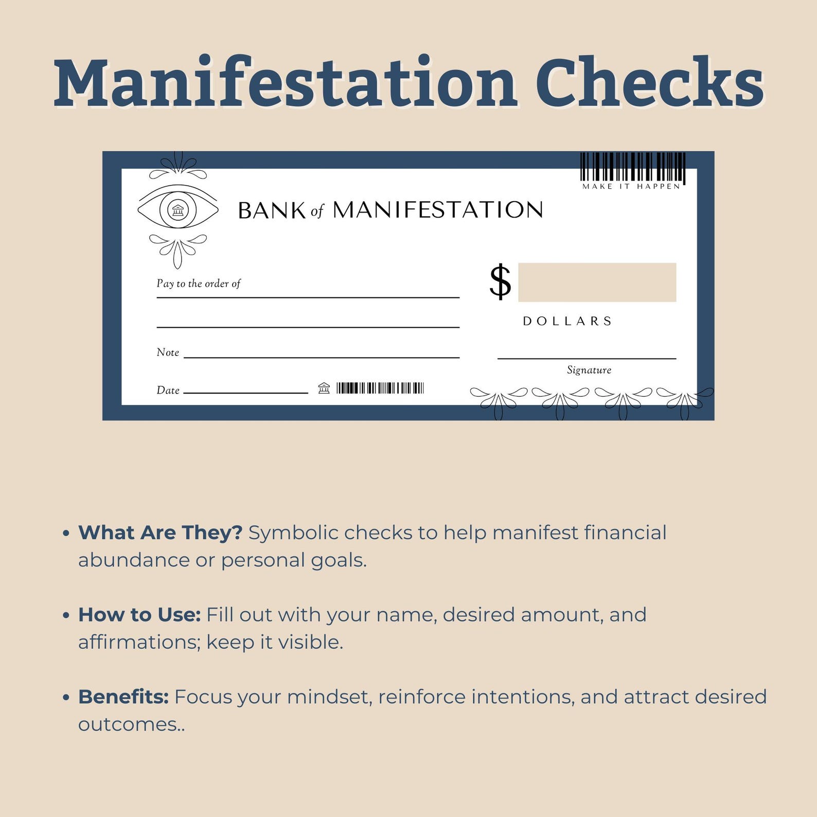 Manifestation Checks | Printable Checks | Law of Attraction | Abundance ...