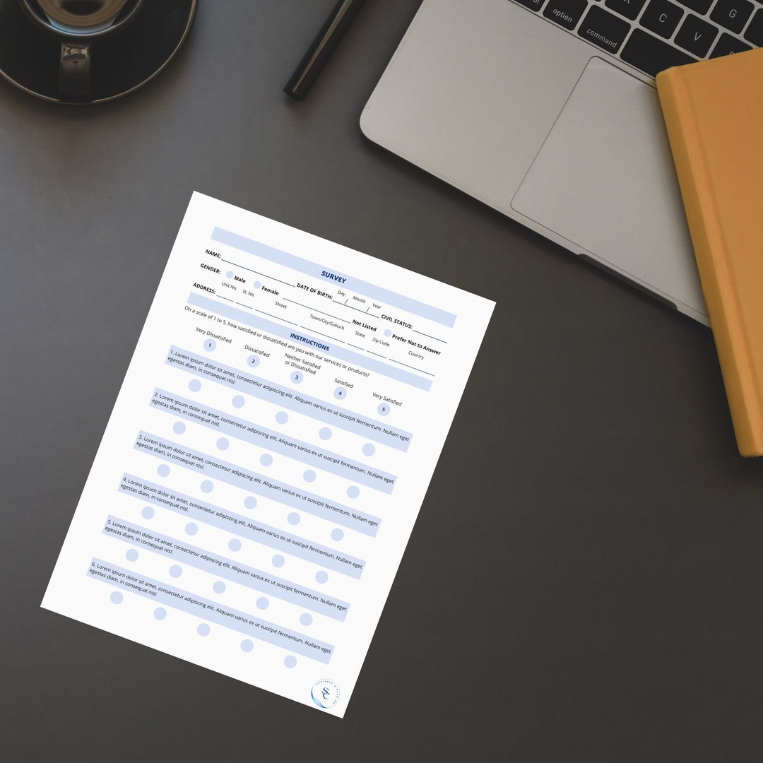 Sleek & Chic Blue Survey Form Template: Digital File Delight for Modern ...