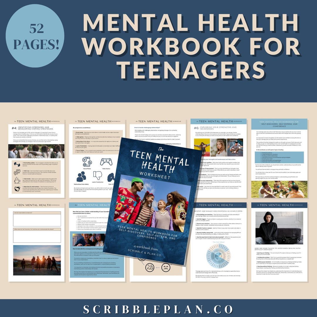 Mental Health Workbook for Teenagers | Self-help Activities ...