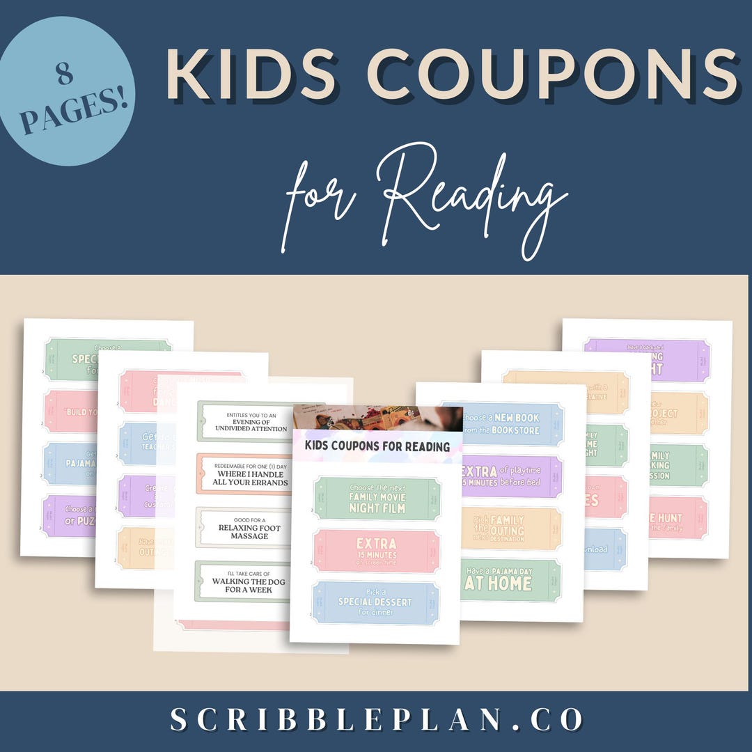 Kids Coupons for Reading - Printable Reward Cards - Reading Task ...