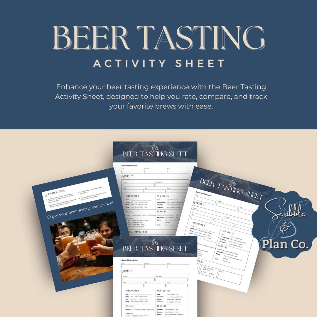 Beer Tasting Activity Sheet for Enthusiasts, Fun Tasting Guide, Craft ...