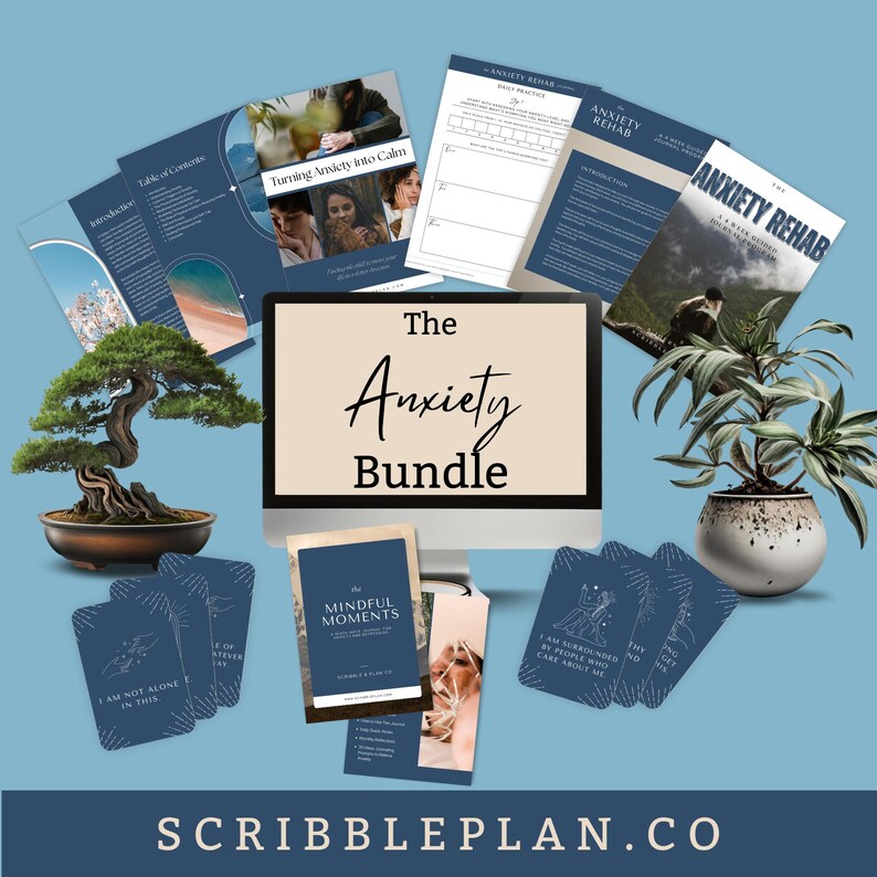 Anxiety Relief Bundle: Ebook, 2 Journals & Affirmation Cards for Stress ...
