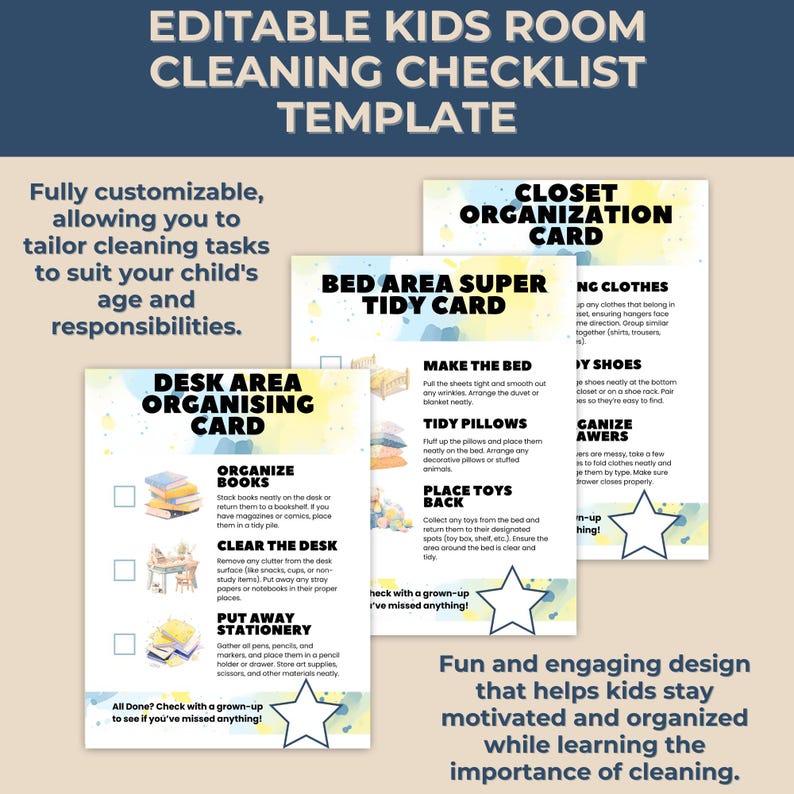 Editable Kids Room Cleaning Checklist Template - Organize Your Child's ...