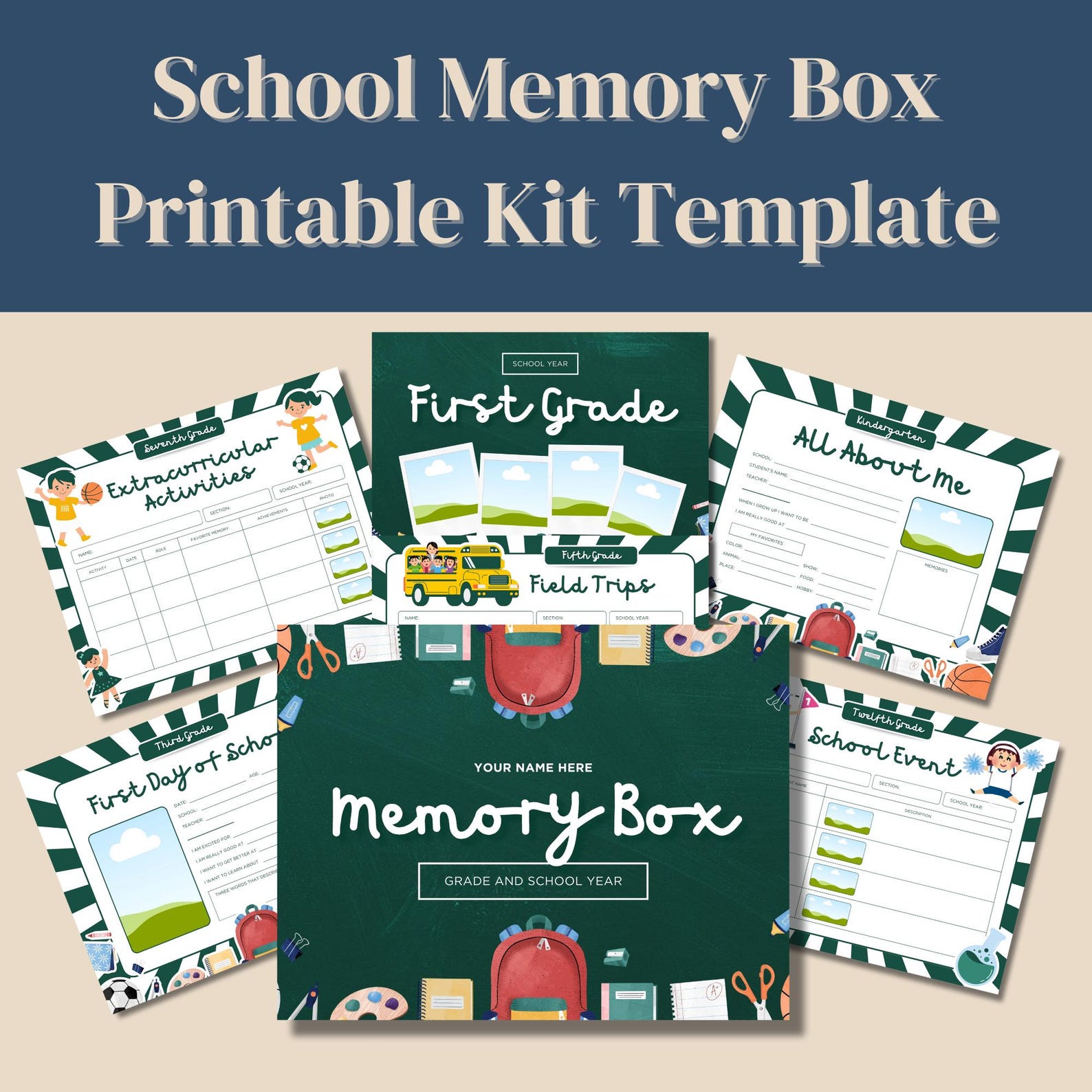 School Memory Box Template - School Keepsake Kit - Printable Kids ...