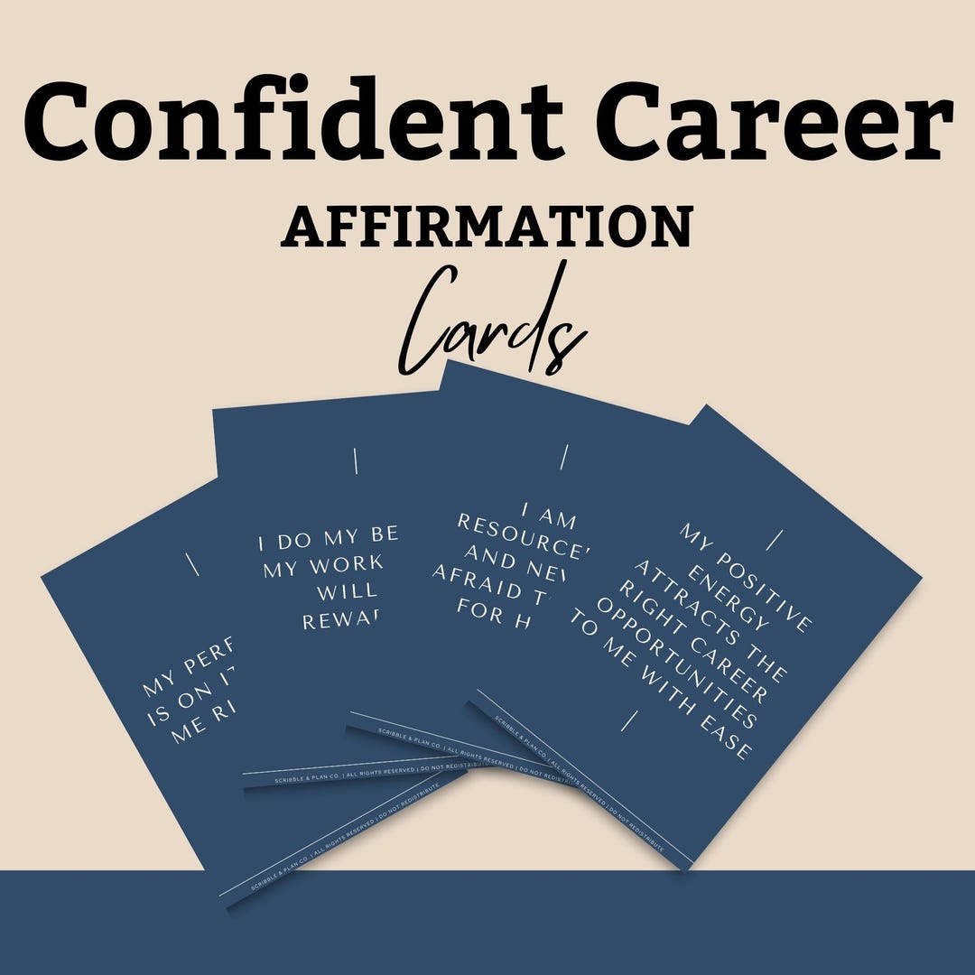 Positive Affirmation Cards for Work | Confident Career Affirmation ...