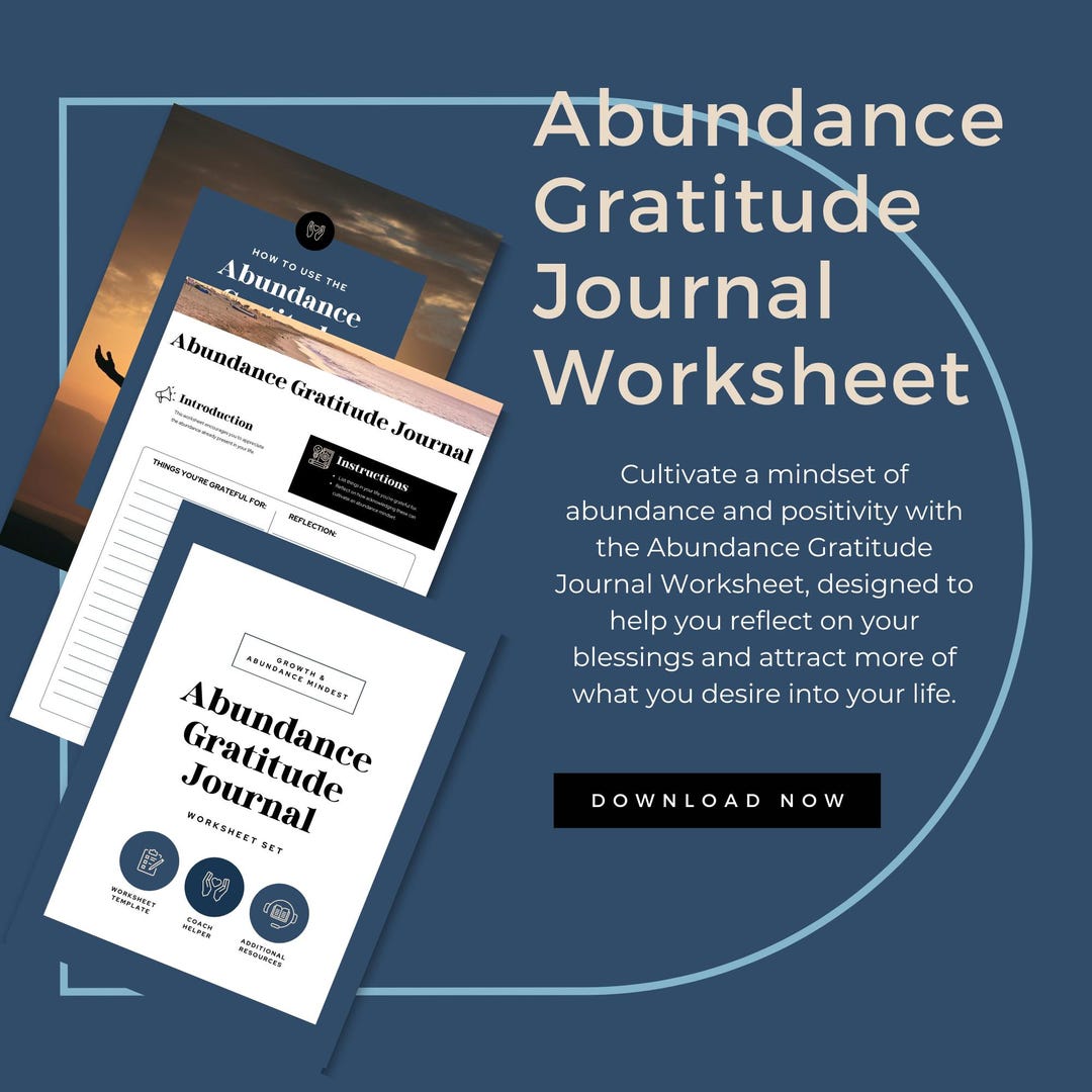 Abundance Gratitude Journal Worksheet: Boost Positivity & Manifest ...