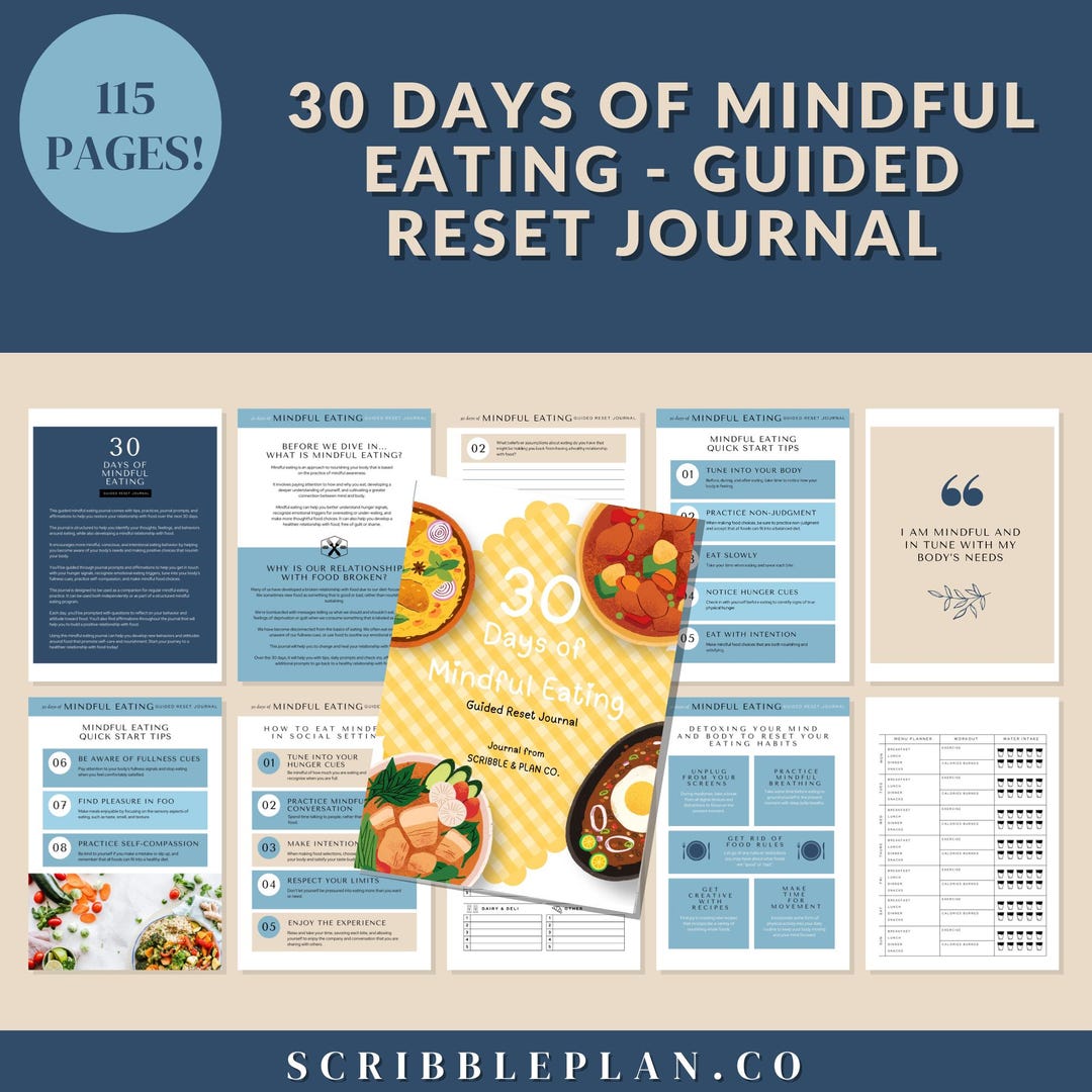 30 Days of Mindful Eating Journal - Guided Reset Plan for Healthy ...
