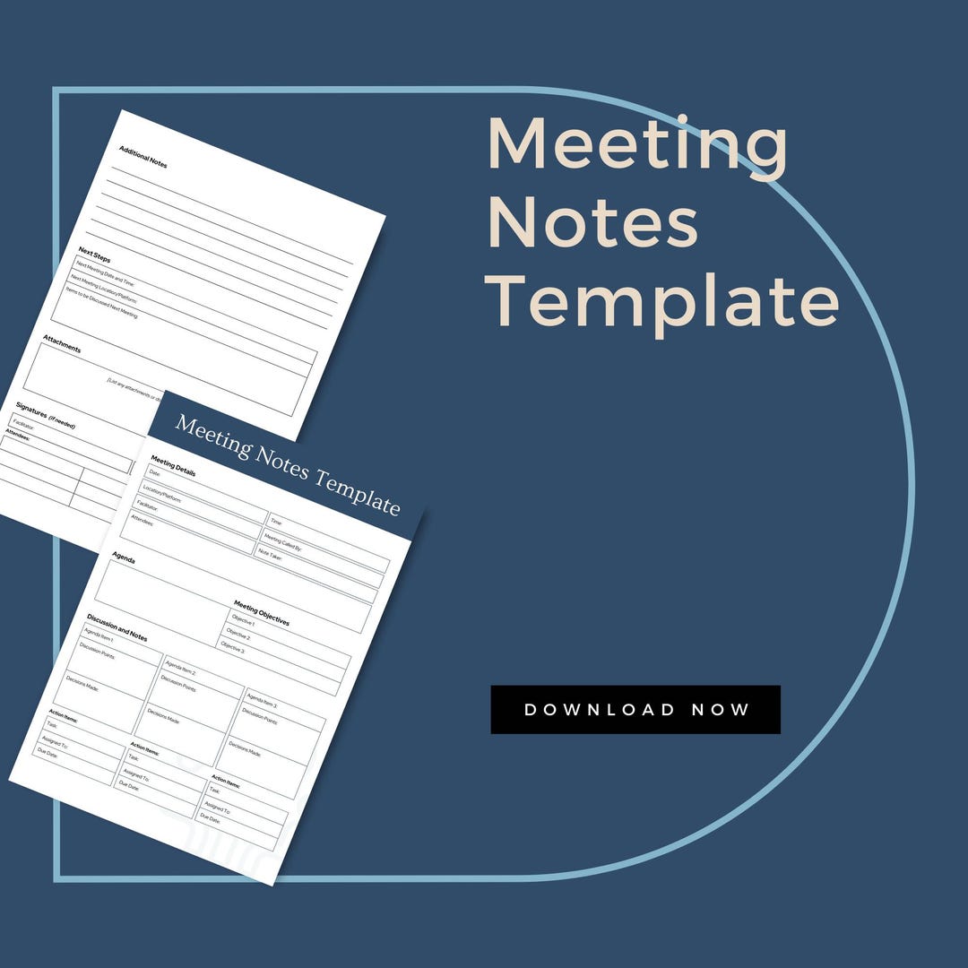 Printable Meeting Notes Template for Organization & Productivity ...