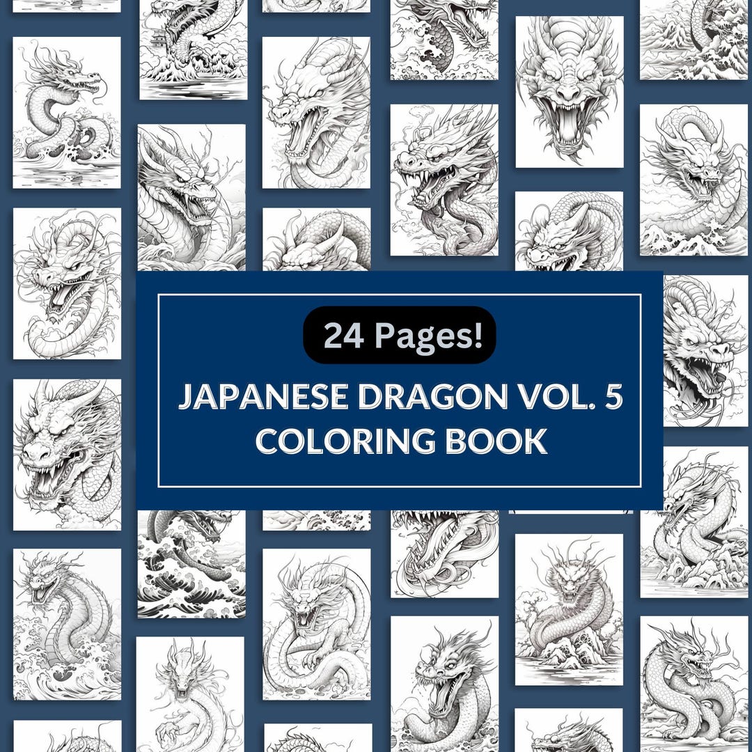 Cute Dragon Coloring Book | Japanese Dragons Coloring Book Vol. 5 ...