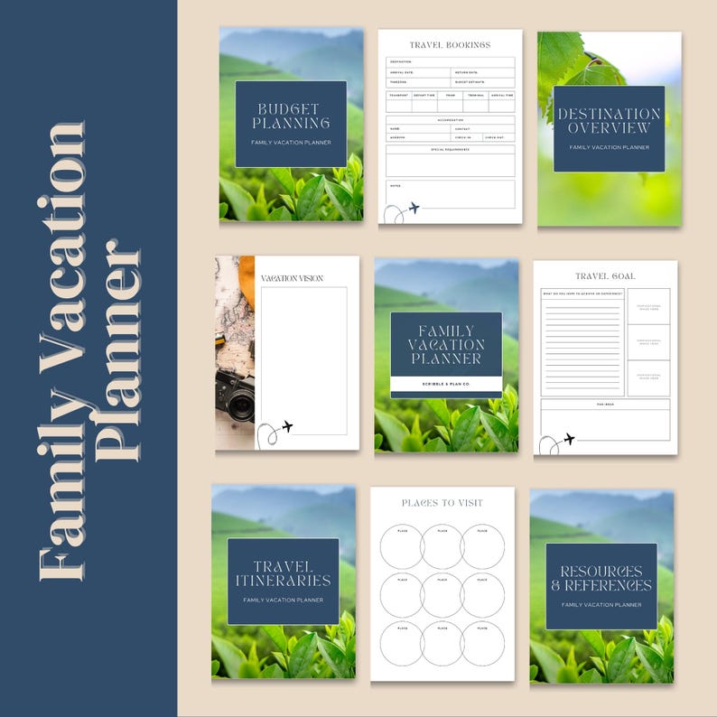 Family Vacation Planner - Travel Itinerary - Printable Trip Organizer ...