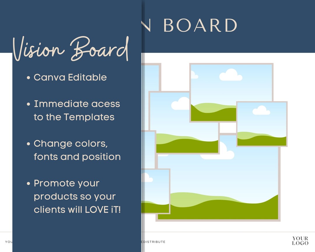 Editable Vision Board Canva Template: Planner, Goal Setting, Digital ...