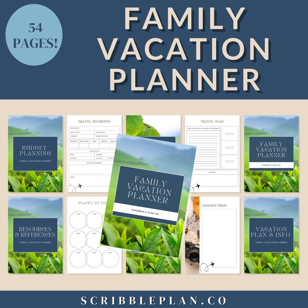 Family Vacation Planner - Travel Itinerary - Printable Trip Organizer ...