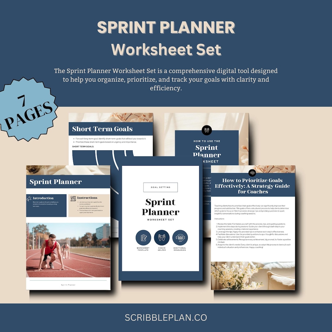 Sprint Planner - Printable Goal Tracker - PDF Goal Worksheet ...