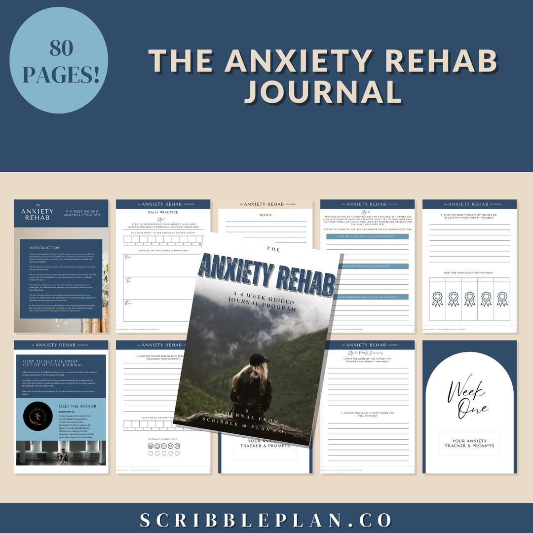 Anxiety Rehab Journal for Mental Health & Stress Relief - Guided ...
