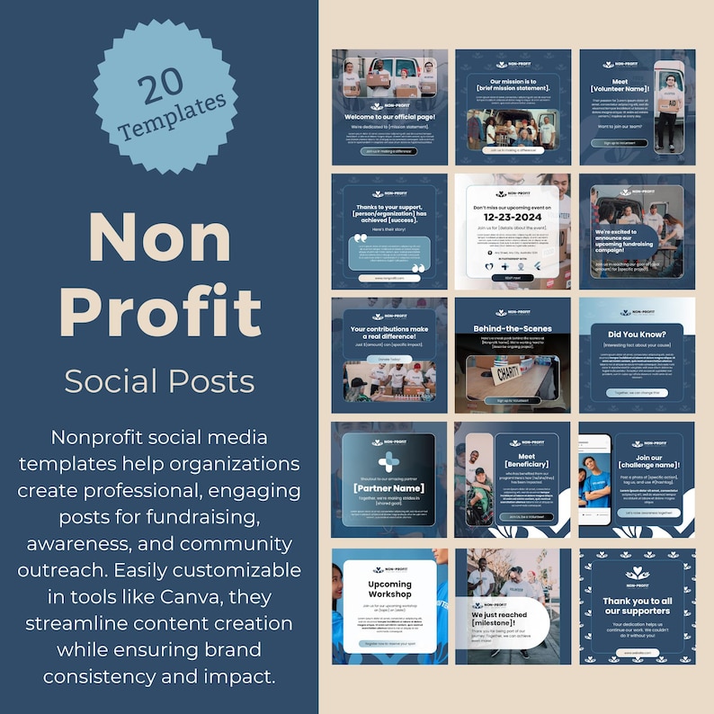 20 Canva Social Media Templates for Non-profits | Fundraising, Charity ...