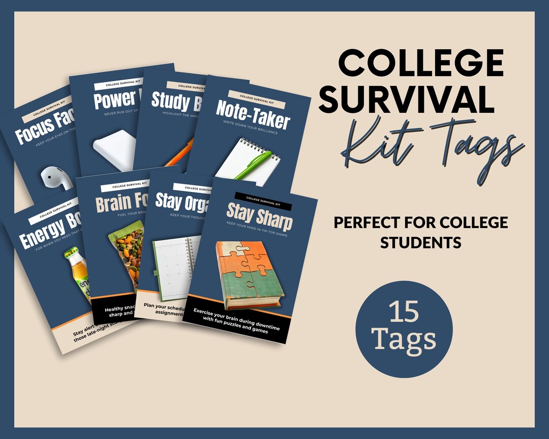 College Survival Kit Tags - Fun & Functional, Perfect for Care Packages ...
