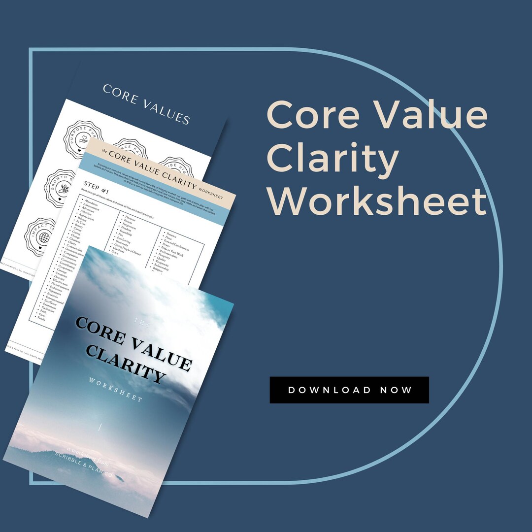 Core Value Clarity Worksheet - Personal Development Tool for Self ...