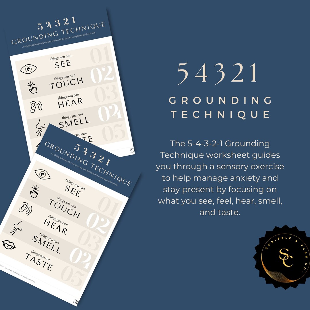 5-4-3-2-1 Grounding Technique Poster Template - Digital Download ...