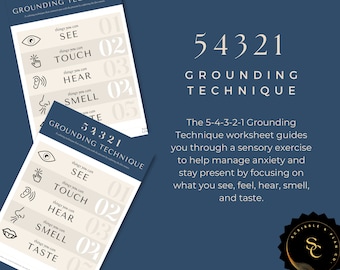 5-4-3-2-1 Grounding Technique, Mindfulness Grounding, DBT Poster - Etsy
