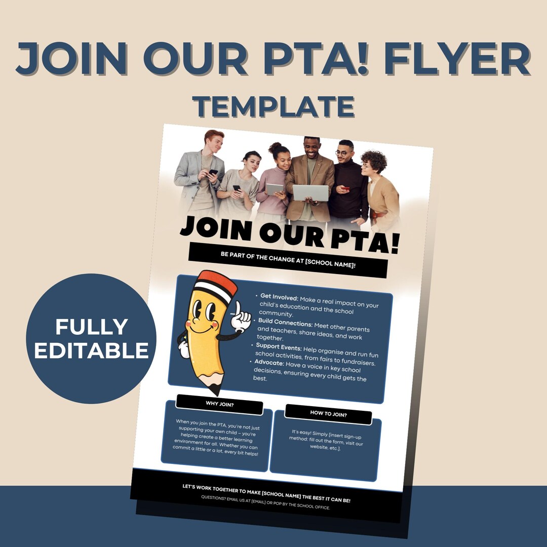 Join Our PTA! Flyer Template, Customizable Event Announcement, School ...