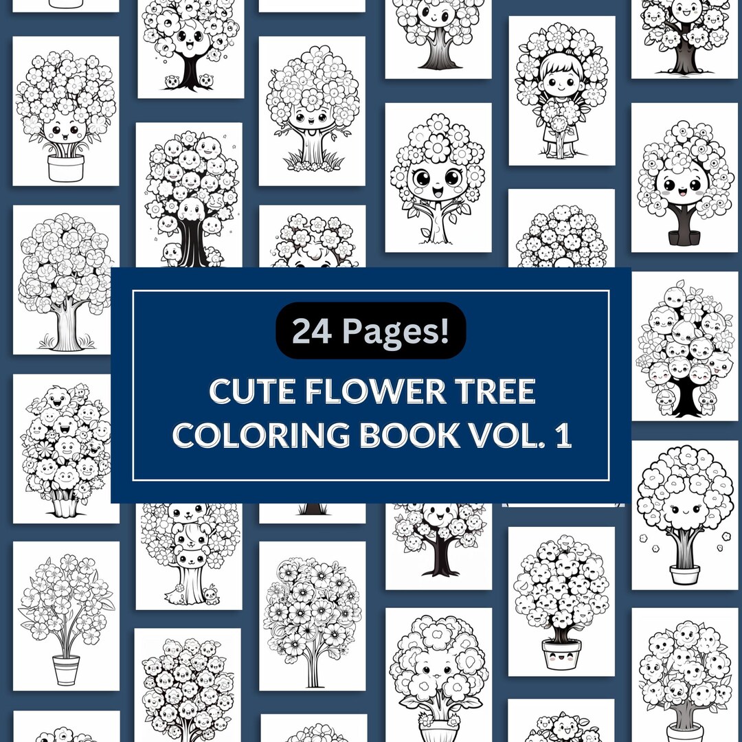 Cute Flower Tree Coloring Book - Printable Adult Coloring Pages ...
