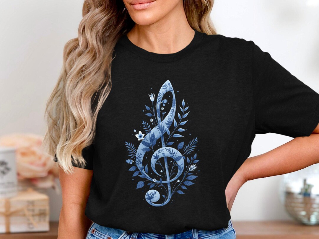 Music Note Floral Design T-shirt Sweatshirt Hoodie, Unique Music Lover ...