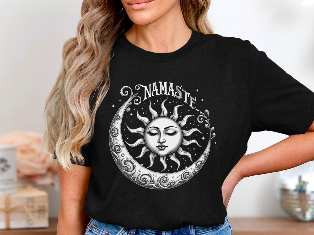 Namaste Sun and Moon T-shirt, Spiritual Yoga Shirt, Celestial Boho Tee ...