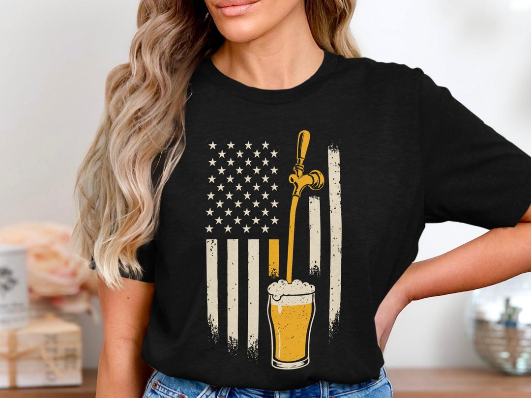 Beer Shirt for Men, American Flag Beer Tee, Funny Drinking Shirt, USA ...