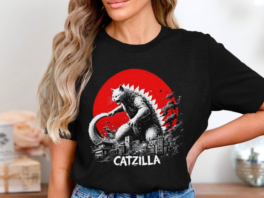 Catzilla T-shirt, Funny Catzilla Monster Tee, Japanese Kaiju Cat Shirt ...