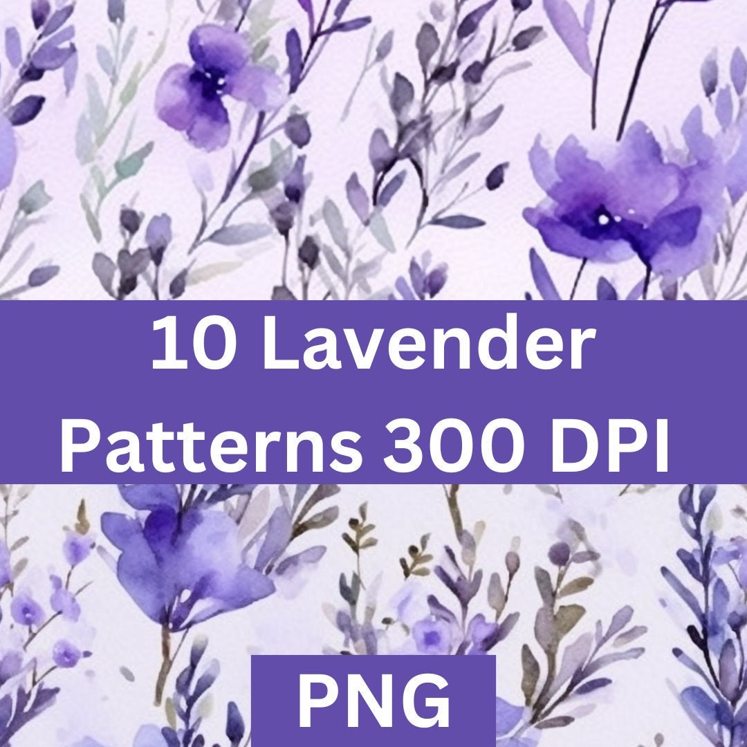 Lavender Floral Pattern, Instant Download Digital Paper, Floral ...