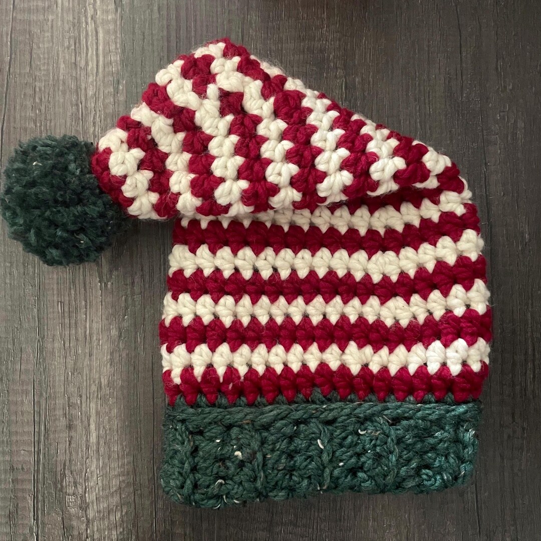 Crochet Wool Elf Hat: Handmade Christmas Pom-pom Beanie - Etsy