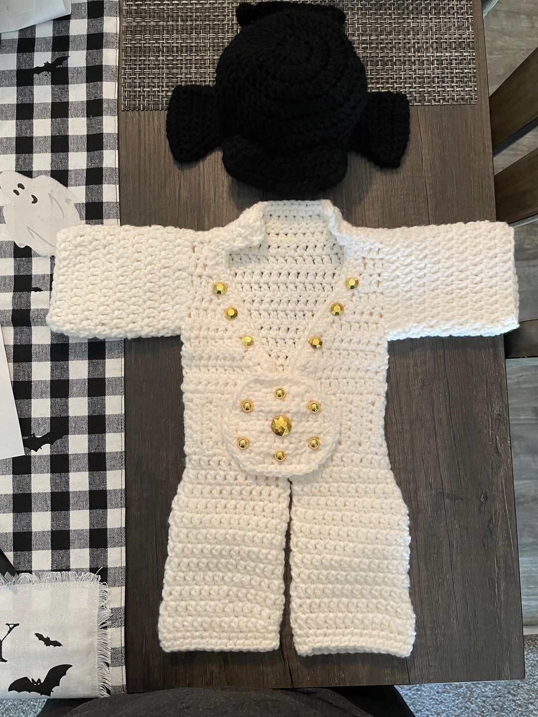 Crochet Elvis Baby Outfit: Handmade Jumpsuit & Hat - Photo Prop - Etsy