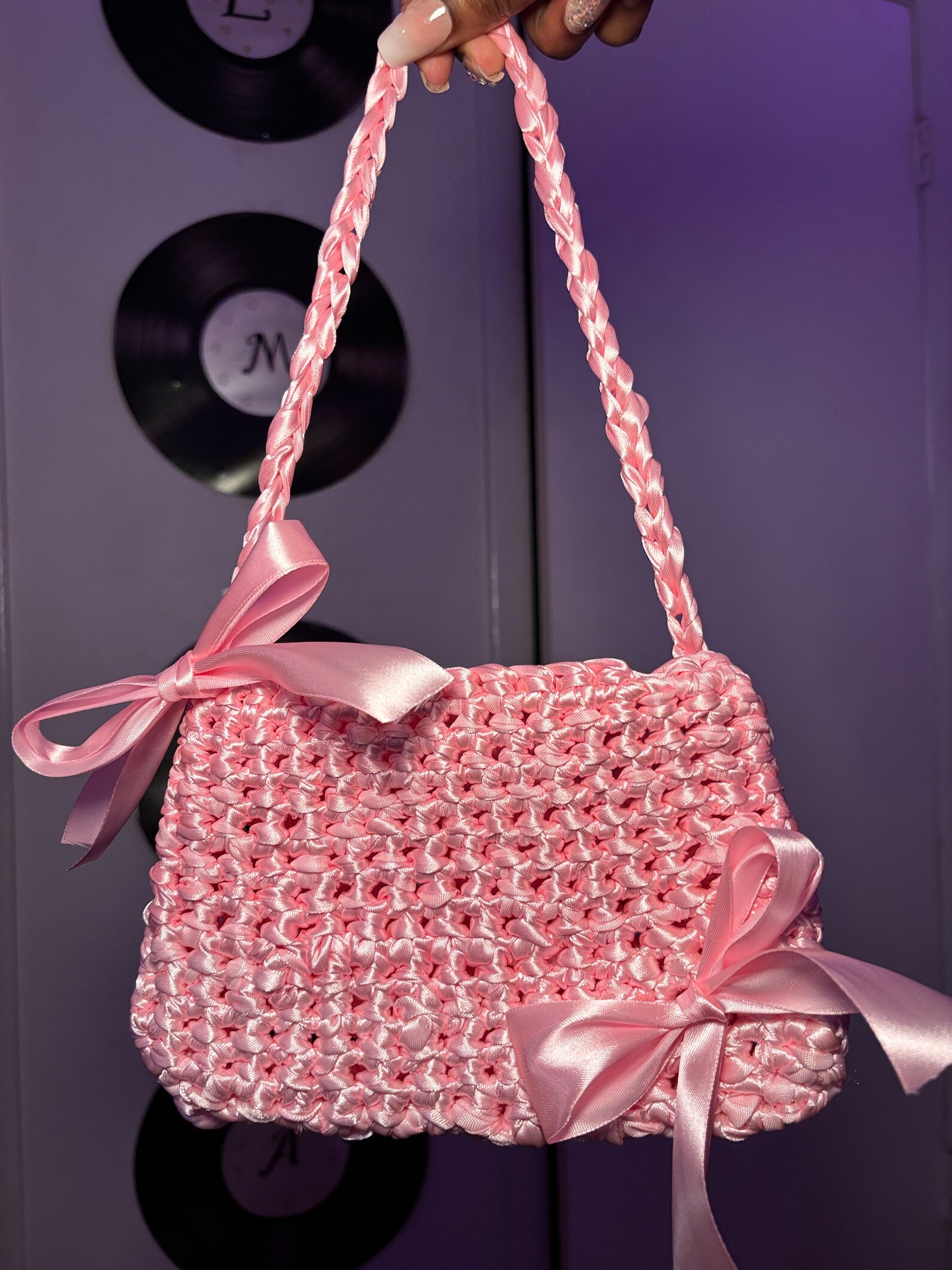 Crocheted Ribbon Purse With Bows - Etsy