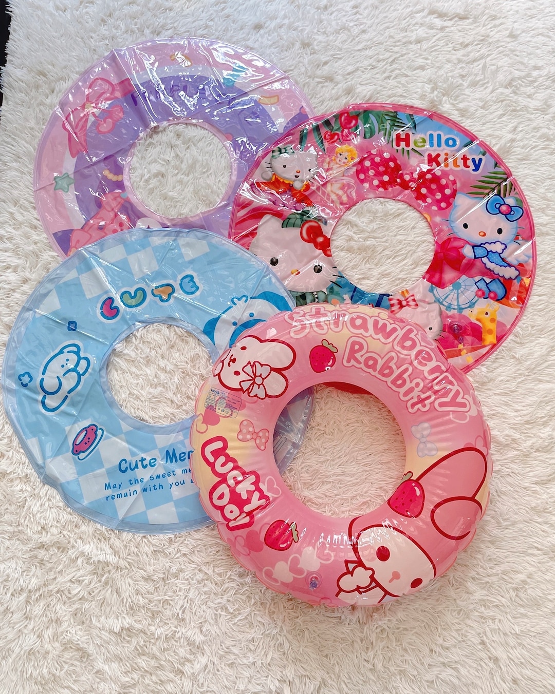 Cute Kawaii Sanrio Float Swimming Ring Inflatable Swimming Ring for Kid ...
