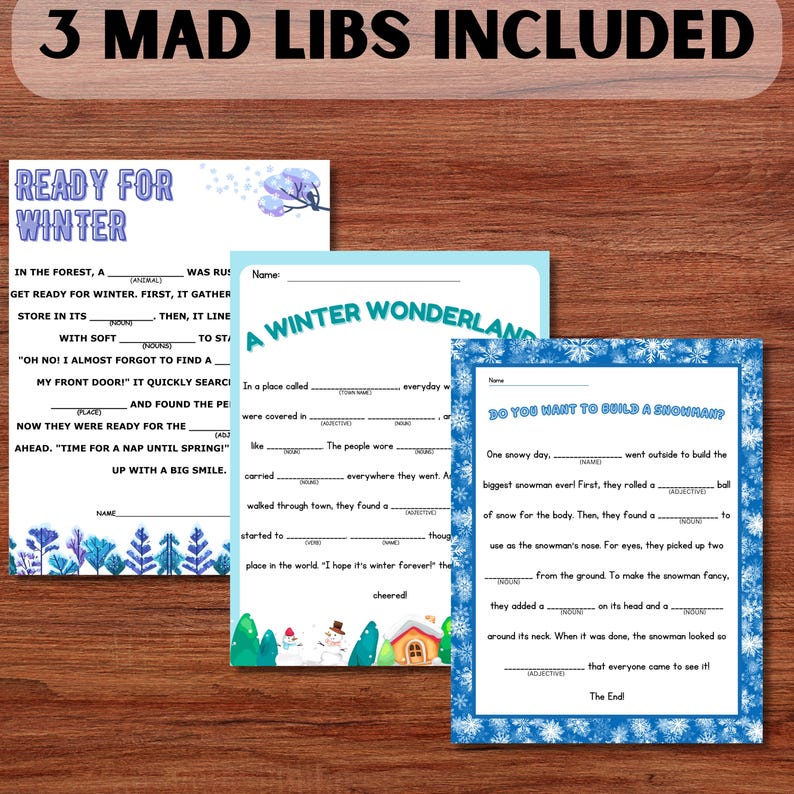 Printable Winter Mad Libs for Kids | Fun & Educational Activity Sheets ...