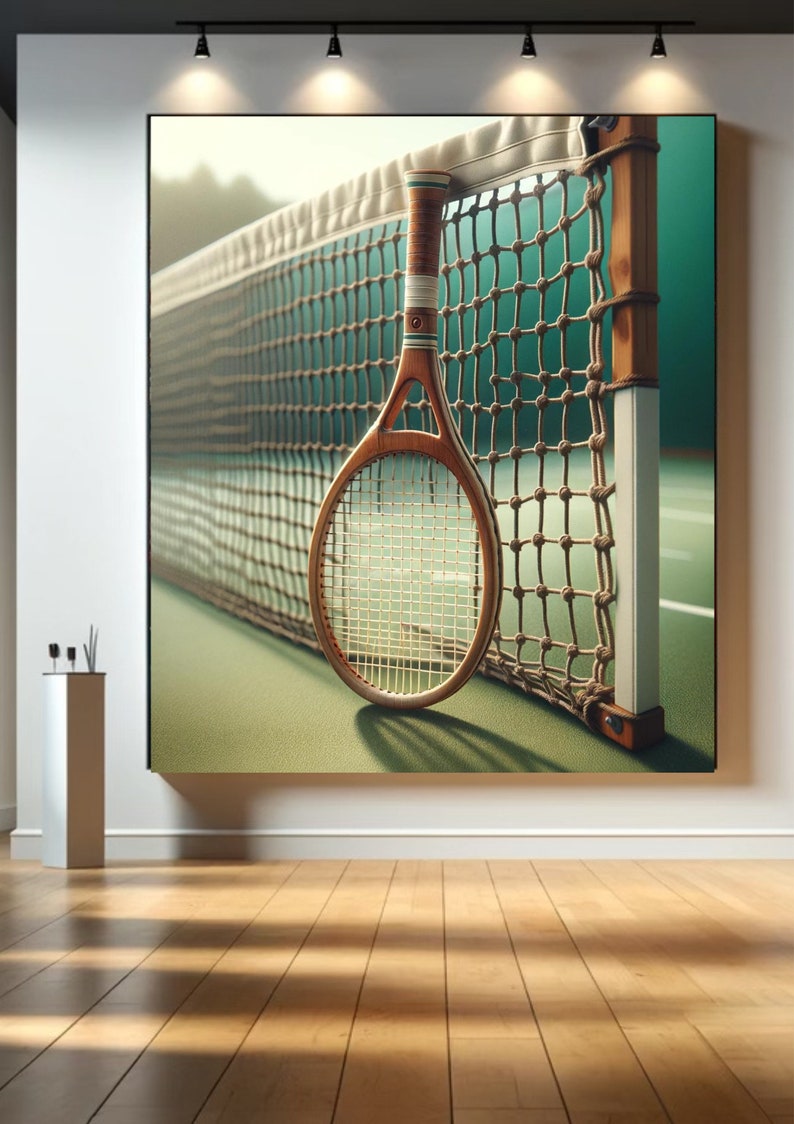 Vintage Tennis Racquet and Court Art Print - Classic Sports Decor - Etsy